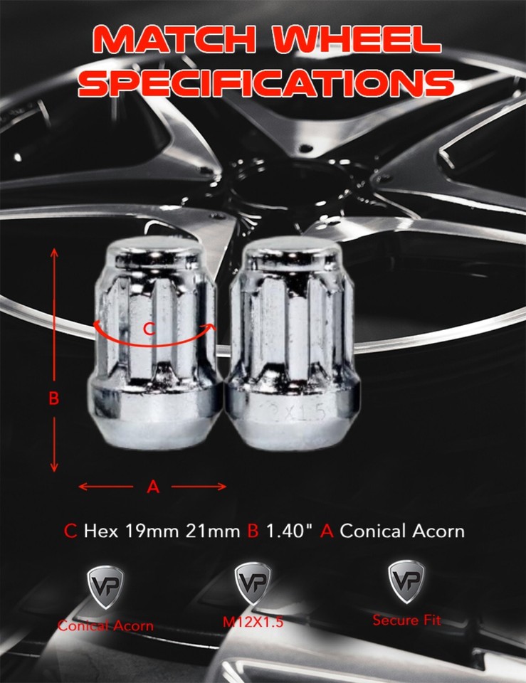 Set Of 4 Chrome 12x1.5 Acorn Wheel Locks w/ 2 Keys for Toyota 40700SCH2 ...