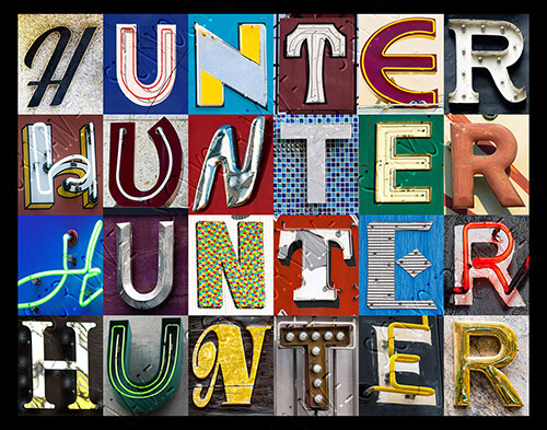 HUNTER Name Poster featuring photos of actual sign letters | eBay
