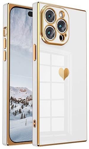 Compatible with iPhone 15 Pro Max Square Case【Precision Hole Pure White ...