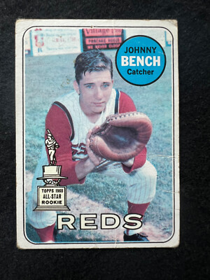 1969 Topps Baseball All Star Rookie Johnny Bench #95 Cincinnati Reds 🔥⚾ ...