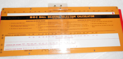 M.R.C Ball Bearing Selection Calculator 12" Long Slide Rule Style | eBay