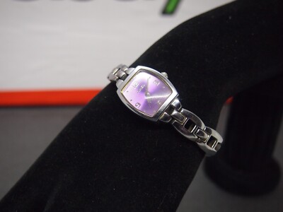 Timex Silver Tone Lavender Face Dial Ladies Dainty Quartz Watch New ...