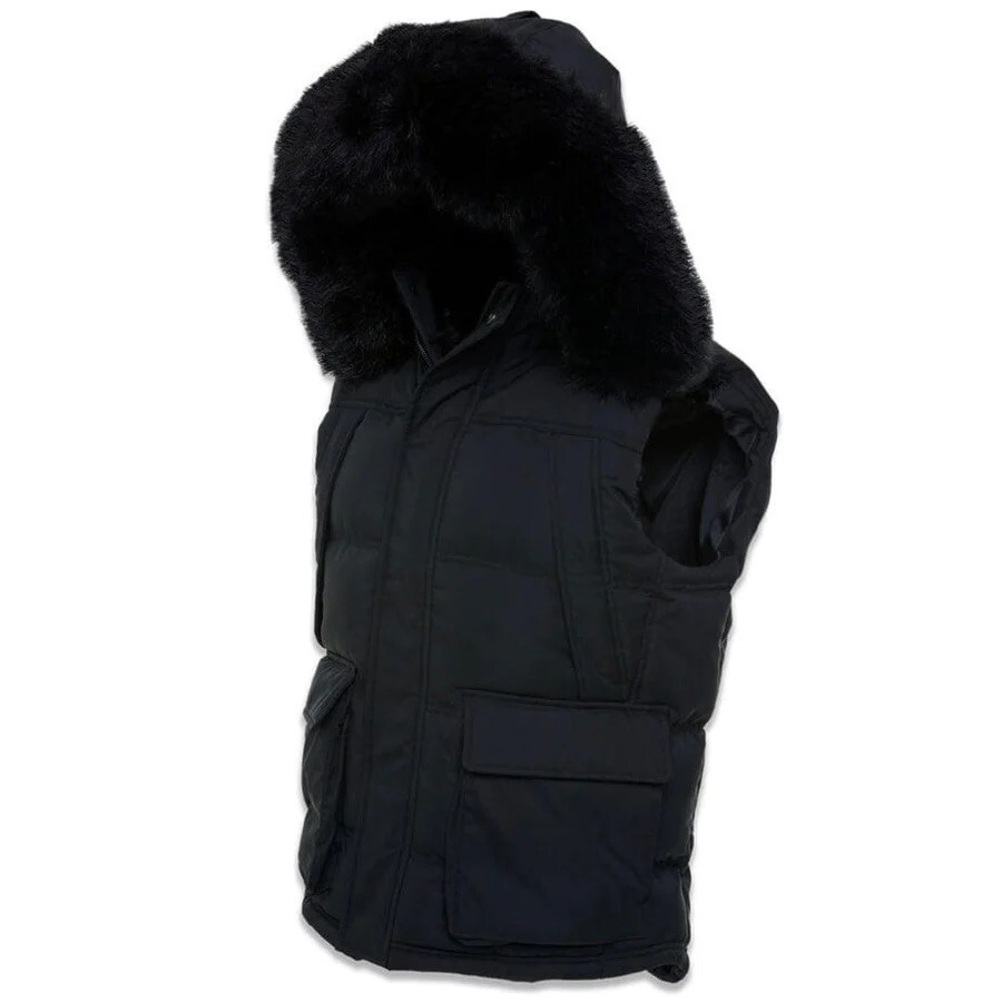 Jordan Craig Men's YUKON FUR LINED BLACK PARKA VEST PUFFER BUBBLE RETRO ...