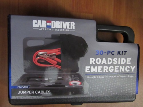 Car And Driver 30 Pc Roadside Emergency Car Kit with Jumper Cables in ...