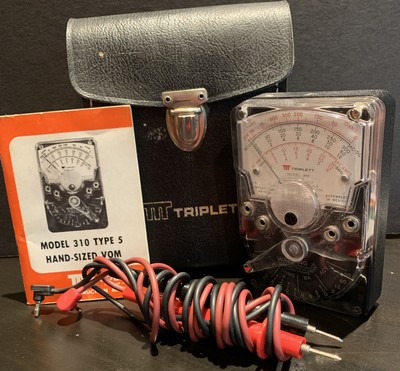 Triplett Model 310 Type 5 Hand Sized VOM Multimeter W/ Probes, Case ...