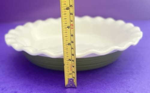 Corningware 9.5" Etch Stoneware Pie Plate Green White Limited Ruffled ...