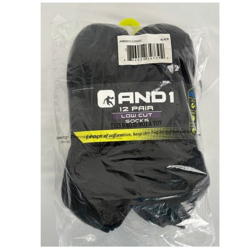 AND1 Mens Cushion Low Cut Socks 12 Pack Black Shoe Size 6 - 12.5 New | eBay