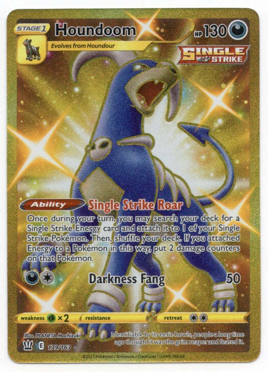 Houndoom Secret Rare Gold Full Art (179/163) Pokemon Battle Styles ...