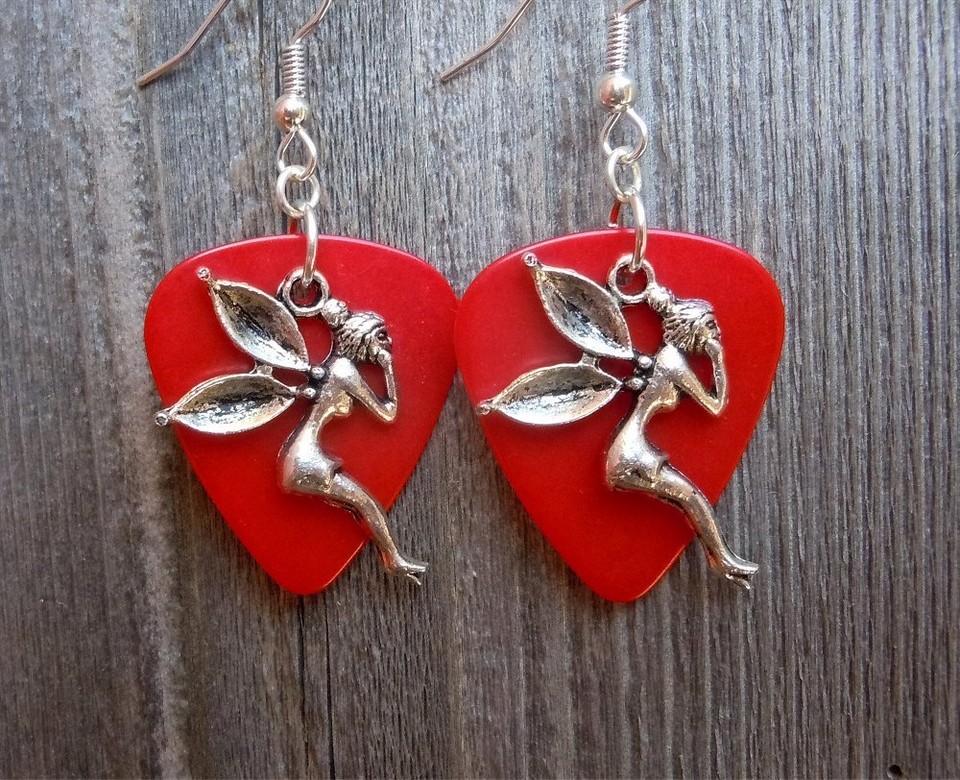 Tinkerbell Charm Guitar Pick Earrings - Pick Your Color | eBay