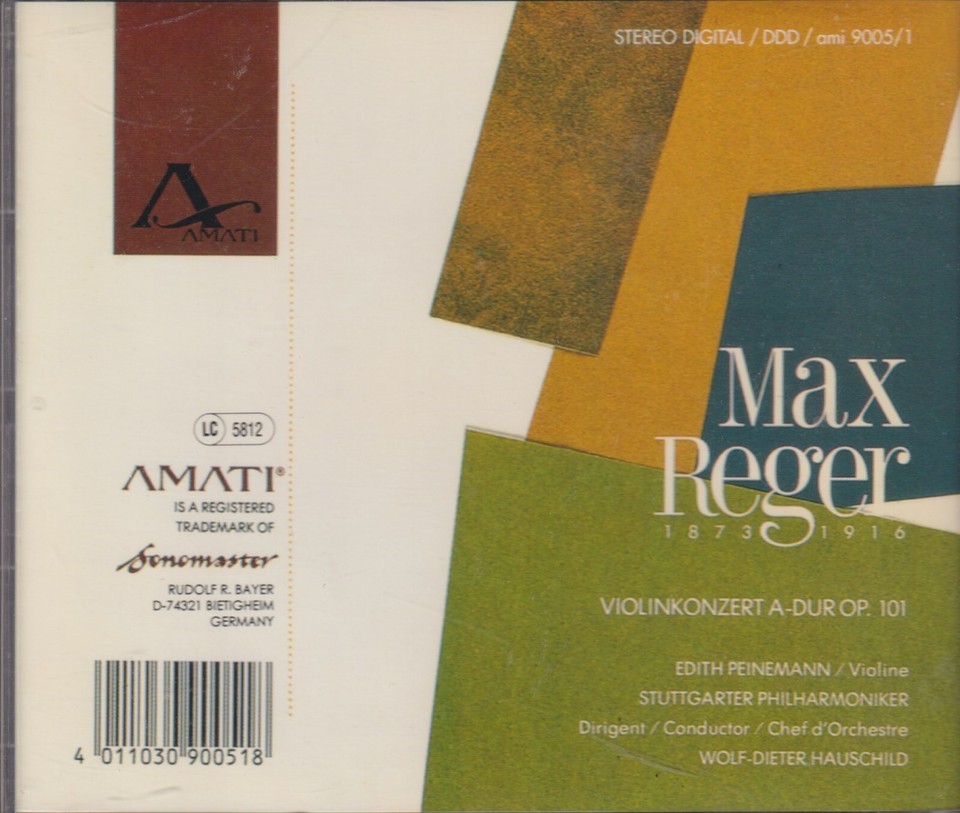 EDITH PEINEMANN - MAX REGER VIOLIN CONCERTO IN A DUR OP 101 | eBay