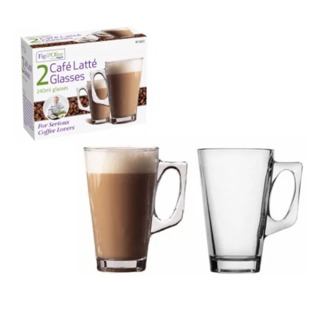 2x Latte Glasses 230ml Hot Tea Coffee Mugs Cups Tassimo Nespresso Bosch ...