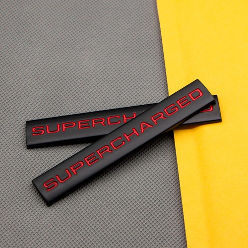 2Pcs Metal Black & Red Coated Supercharged Badge Rear Trunk V6 V8 Sport ...