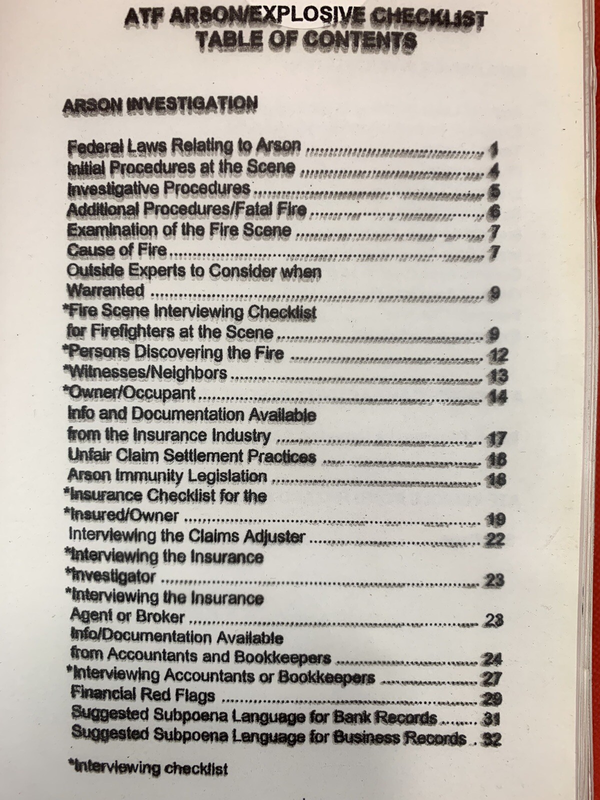 Book Vintage ATF Arson/Explosives Checklist Agent Field Manual | eBay