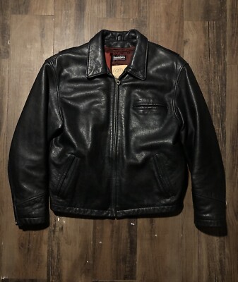 Vintage 90s Georgetown Leather Design Cafe Racer Jacket Black Men's ...