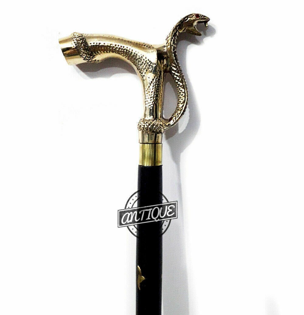 Antique Finish Snake Brass Head Handle Style Victoria… - Gem
