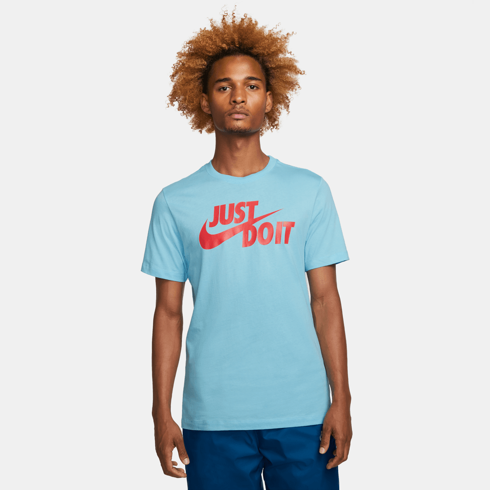 Nike JDI Just Do IT T-Shirt Light Blue Red | eBay