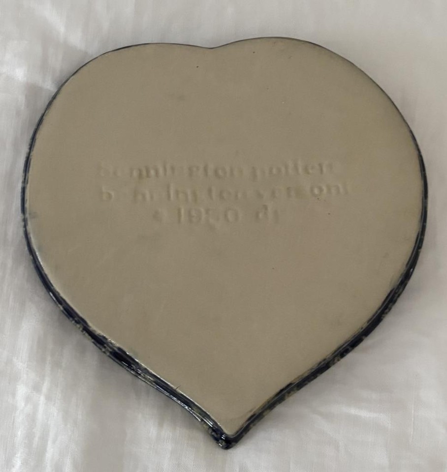 Bennington Pottery Stoneware Blue Agate Heart Shaped Dish Baker 1950 dg ...