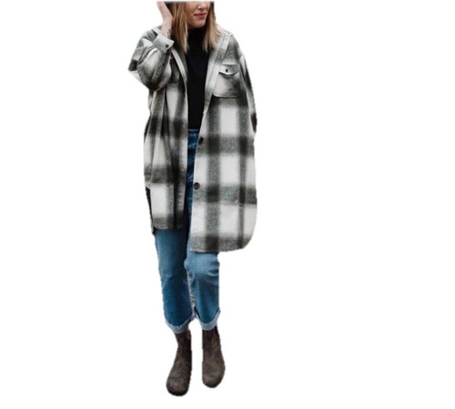 Basin and Range Flannel Plaid Oversized Shacket Jacket Women Sz XS Wool ...