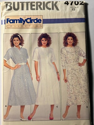 New Uncut FF Misses 1980s Size12 Dresses Sewing Pattern, Butterick 4702 ...