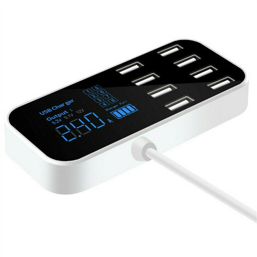 1pcs Car Charger 8 Port Fast Multi USB LCD Display 12V Phone Hub for ...
