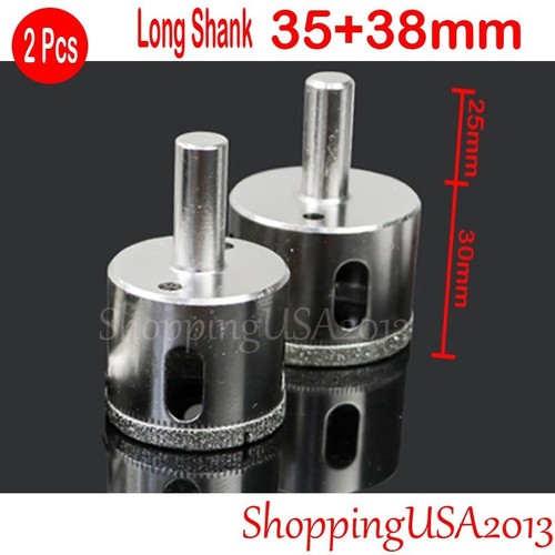 35+38mm Long Shank Diamond Drill Bits Set Hole Saw Cutter Tools Glass ...