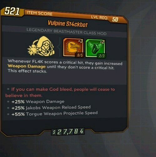 Borderlands 3 PS4 - Stackbot Flak Class Mod 25% Weapon Damage ⭐⭐⭐ NEW ...