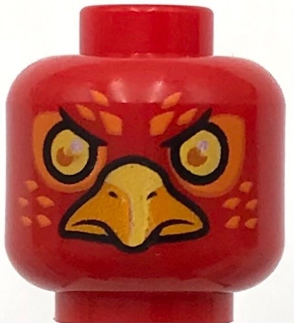 Lego New Red Minifigure Head Dual Sided Alien Chima Phoenix Orange Eye ...