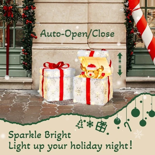 12in Motorized Pop-up Gift Box With Reindeer, Outdoor Christmas ...