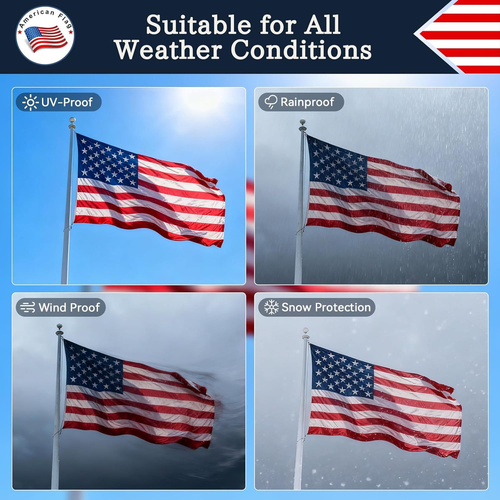 American Flag 3x5 FT Outdoor, Heavy-Duty 150D Nylon US for High Wind ...