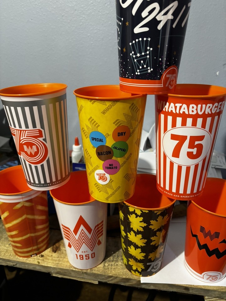 WHATABURGER 75th Anniversary Limited Edition Collector Cups w/ lids as ...