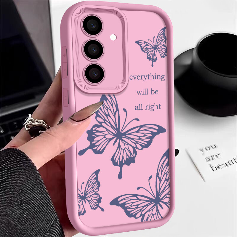 Case For Samsung S24 S23 Ultra S22 A55 A15 A14 A54 Silicone Butterfly ...