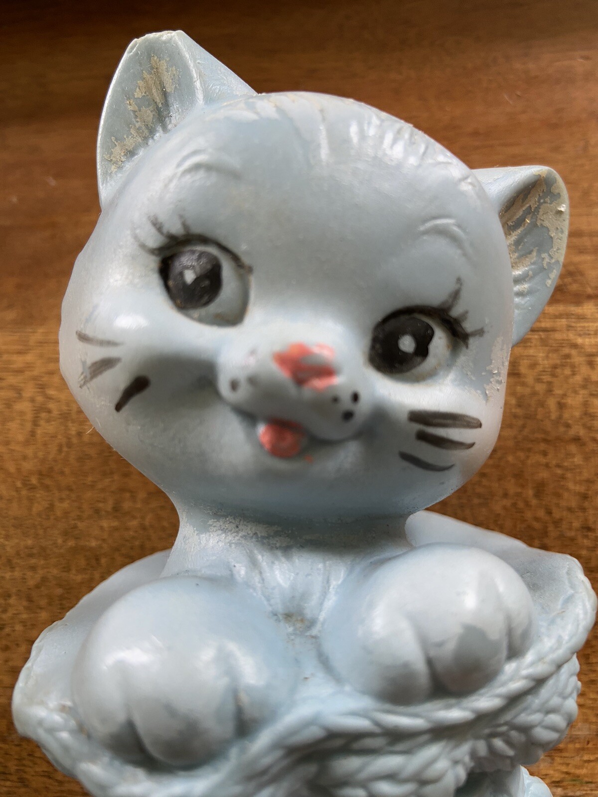 Vintage 1950's Blue Tinkle Toy Squeeze Rubber Kitten/Cat in Baby Bootie ...