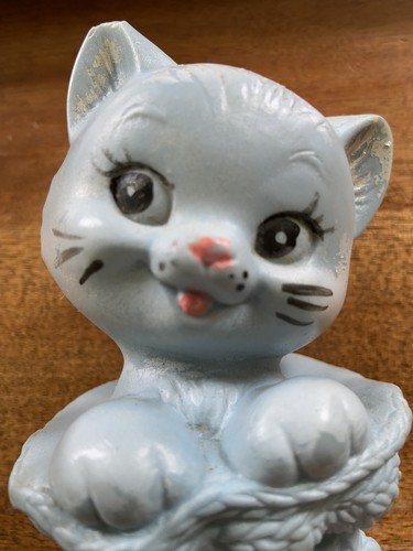 Vintage 1950's Blue Tinkle Toy Squeeze Rubber Kitten/Cat in Baby Bootie ...