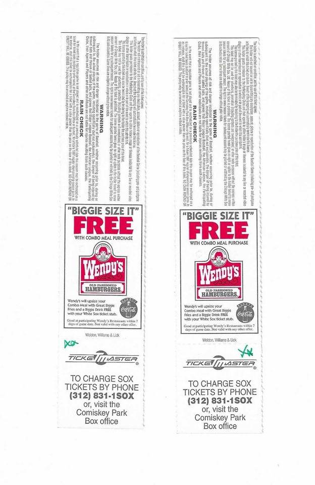 Chicago White Sox vs Toronto Blue Jays unused Baseball Tickets from 8 ...