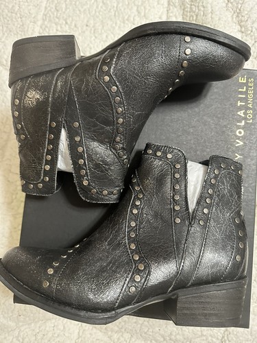very volatile Pewter Decode Studded booties Size 8 | eBay
