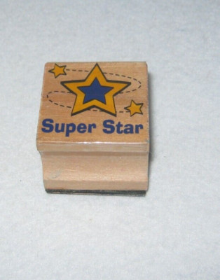 Rubber Stamp - Teacher Stamp - Super Star with Stars- Medium Size | eBay