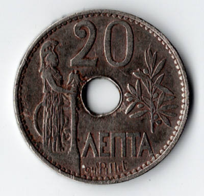 1912 Greece 20 Lepta Coin Aetna Athena Crowned mantled shield | eBay