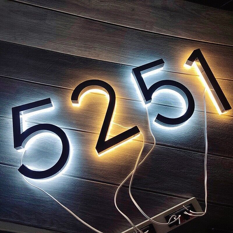 LED 3D Lighted Letter Address Plaque House Number Sign Logo Outdoor ...