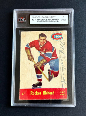 1955-56 MAURICE (THE ROCKET) RICHARD #37 PARKHURST KSA 4 VGE / CERT ...