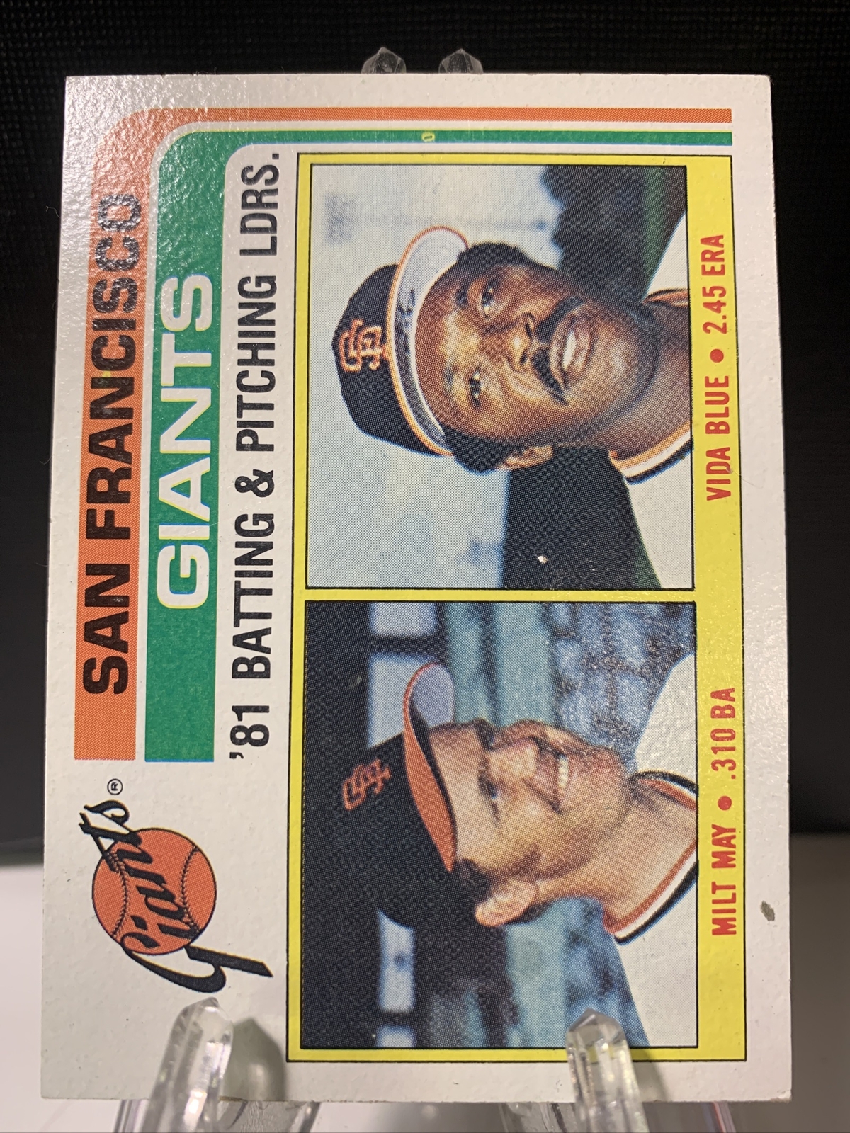 1982 Topps Giants Team Leaders - Milt May/Vida Blue Giants #576 Marked ...