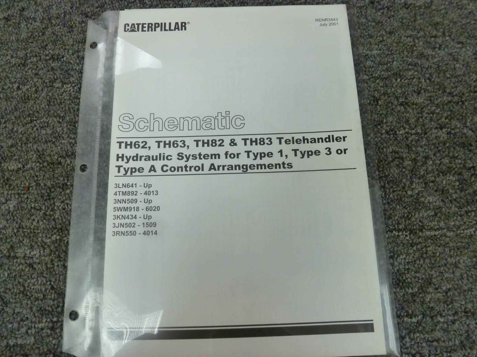 Caterpillar TH62 TH63 TH82 TH83 w/Control Arrangement 1 3 A Hydraulic ...