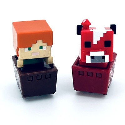 Minecraft Minifigure Series 7 1.25" Alex Red Cow Rolling Minecart ...