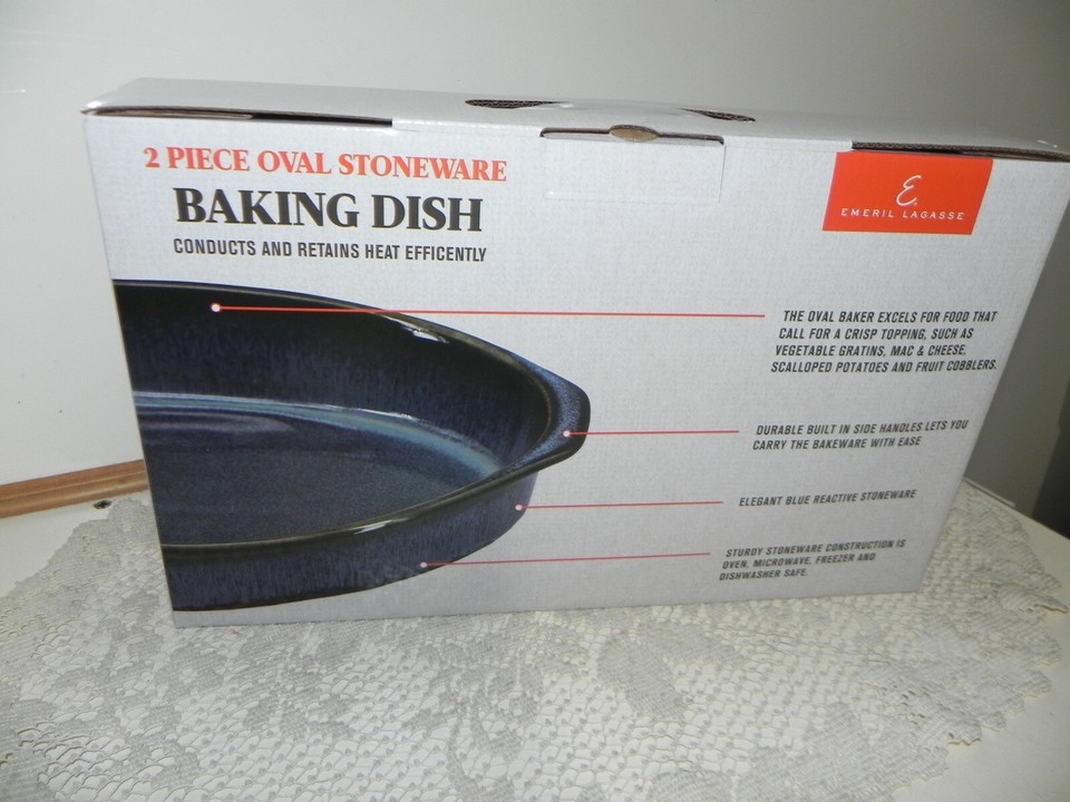 Emeril Lagasse 2-piece Oval Stoneware Baking Dish. 2.5qt & 1qt | eBay
