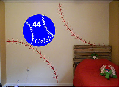 Baseball & Name & Number Wall Sticker Vinyl Decal Mural | eBay