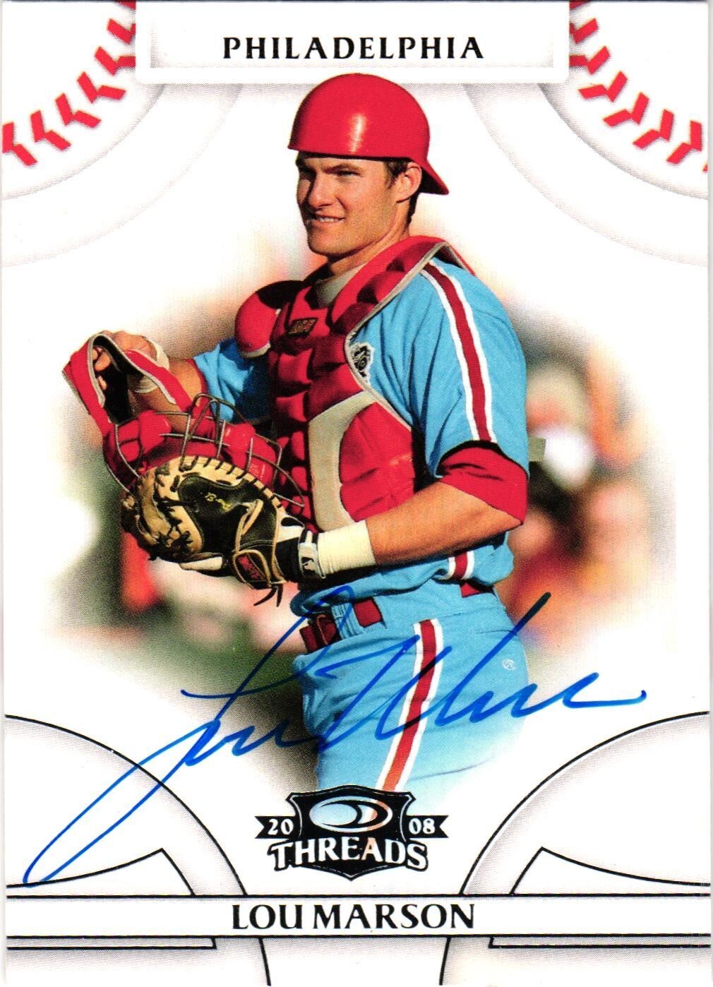 Lou Marson Signed #94 2008 Donruss Threads Phillies MLB Baseball Card ...