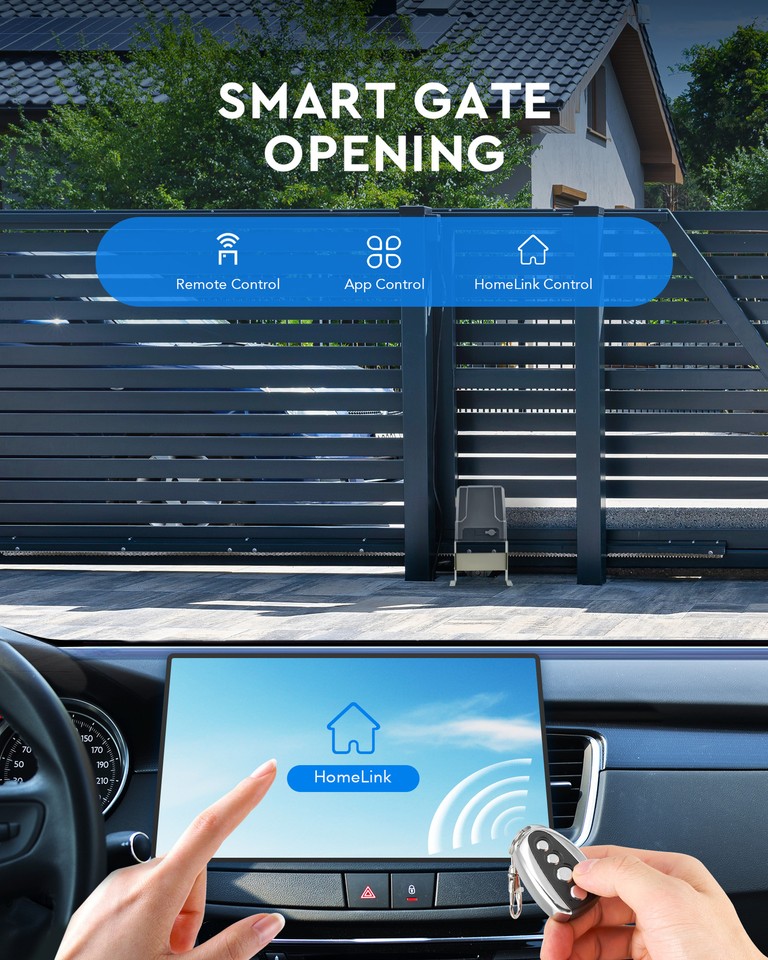 CO-Z Sliding Gate Opener Kit w 170W DC Motor Remotes for 1800lb 40ft ...