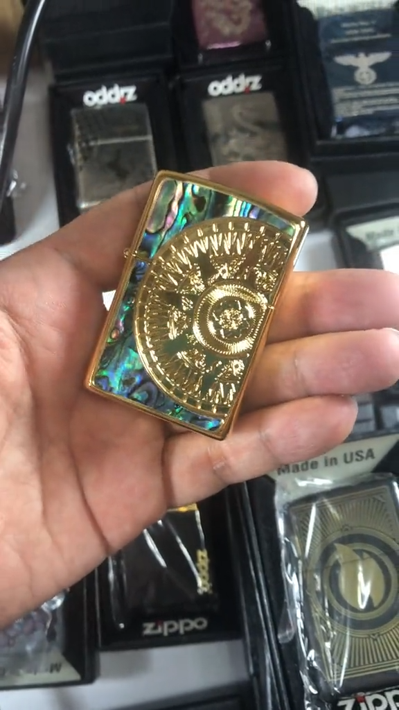 High Polished Gold Inlay Shell Compass Zippo Lighter- US Shipping | eBay
