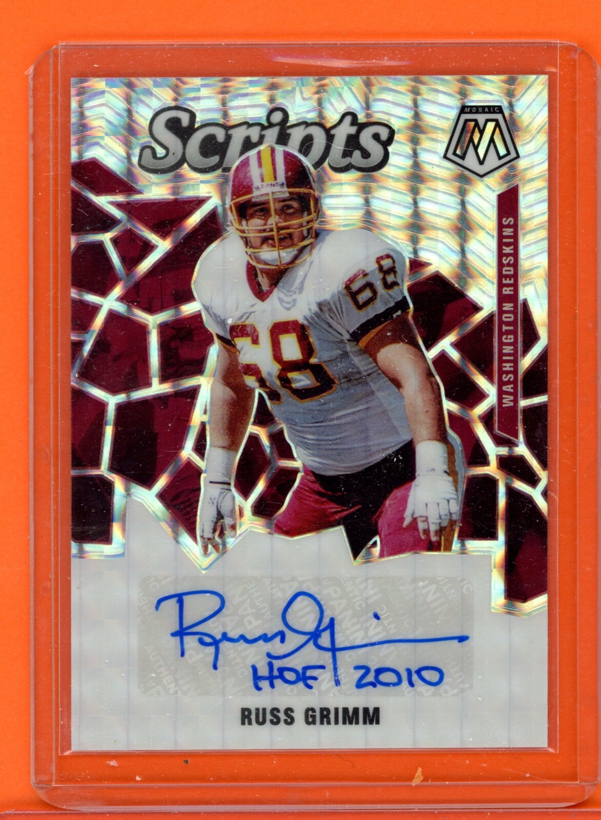 RUSS GRIMM 2019 Mosaic Scripts Autograph Silver Prizm #S9 Redskins HOF ...