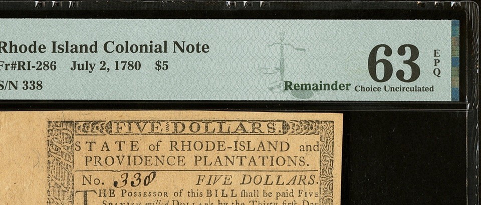 1780 RHODE ISLAND American Revolution Colonial Currency Bank Note RI ...