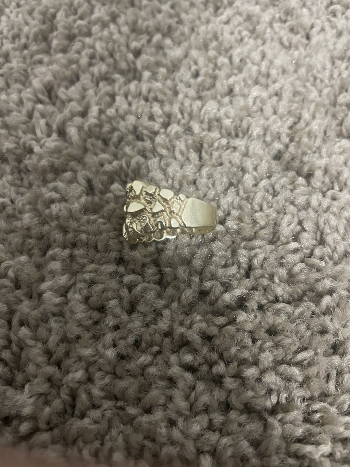 Men's Yellow Gold 10K Solid Heavy Nugget Ring Size 8-8.5 | eBay